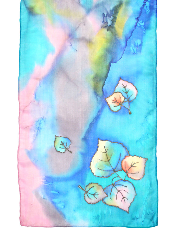 Floating Leaves Scarf | Hand-Painted Silk Scarf by Silk Concepts - Silk ...