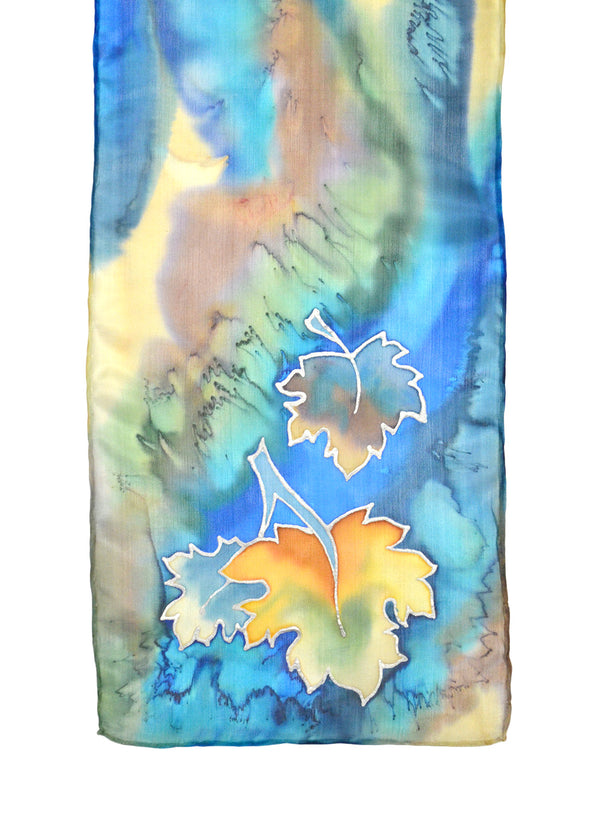 Canadian Maple Leaf Hand-Painted Silk Scarf | Silk Concepts - Silk Concepts
