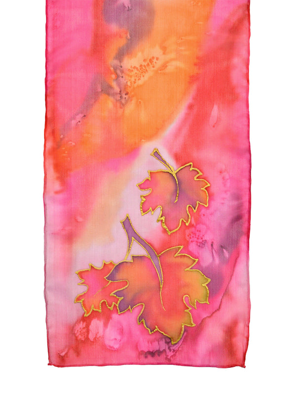 Canadian Maple Leaf Hand-Painted Silk Scarf | Silk Concepts - Silk Concepts